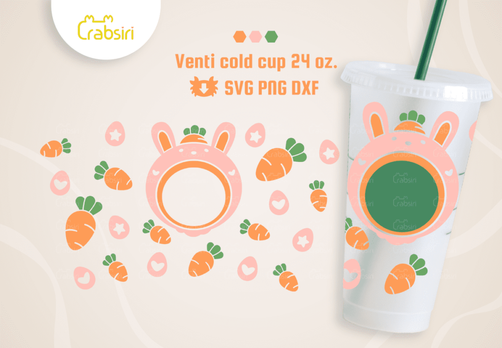 Easter Rabbit Venti Cold cup 24oz SVG – Crabsiri