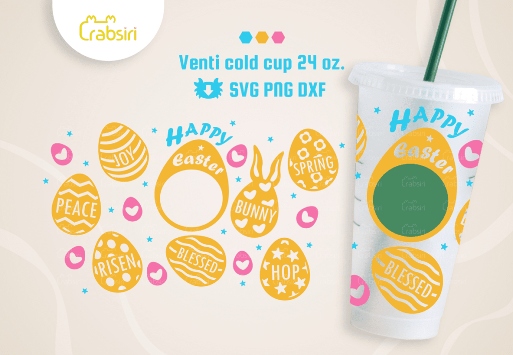 Happy Easter Venti Cold cup 24oz SVG – Crabsiri